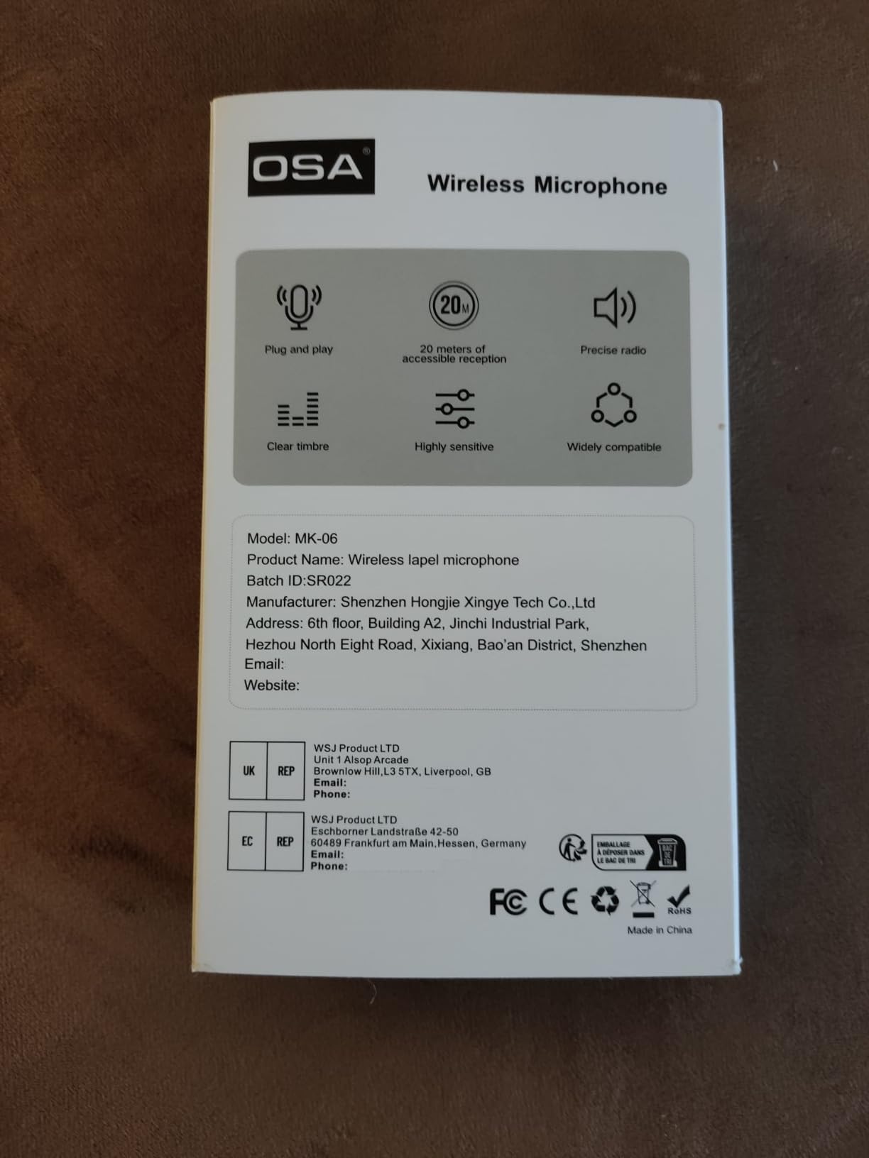OSA Microfono Wireless 3 in 1 per Fotocamera, IOS Phone, Android e ...