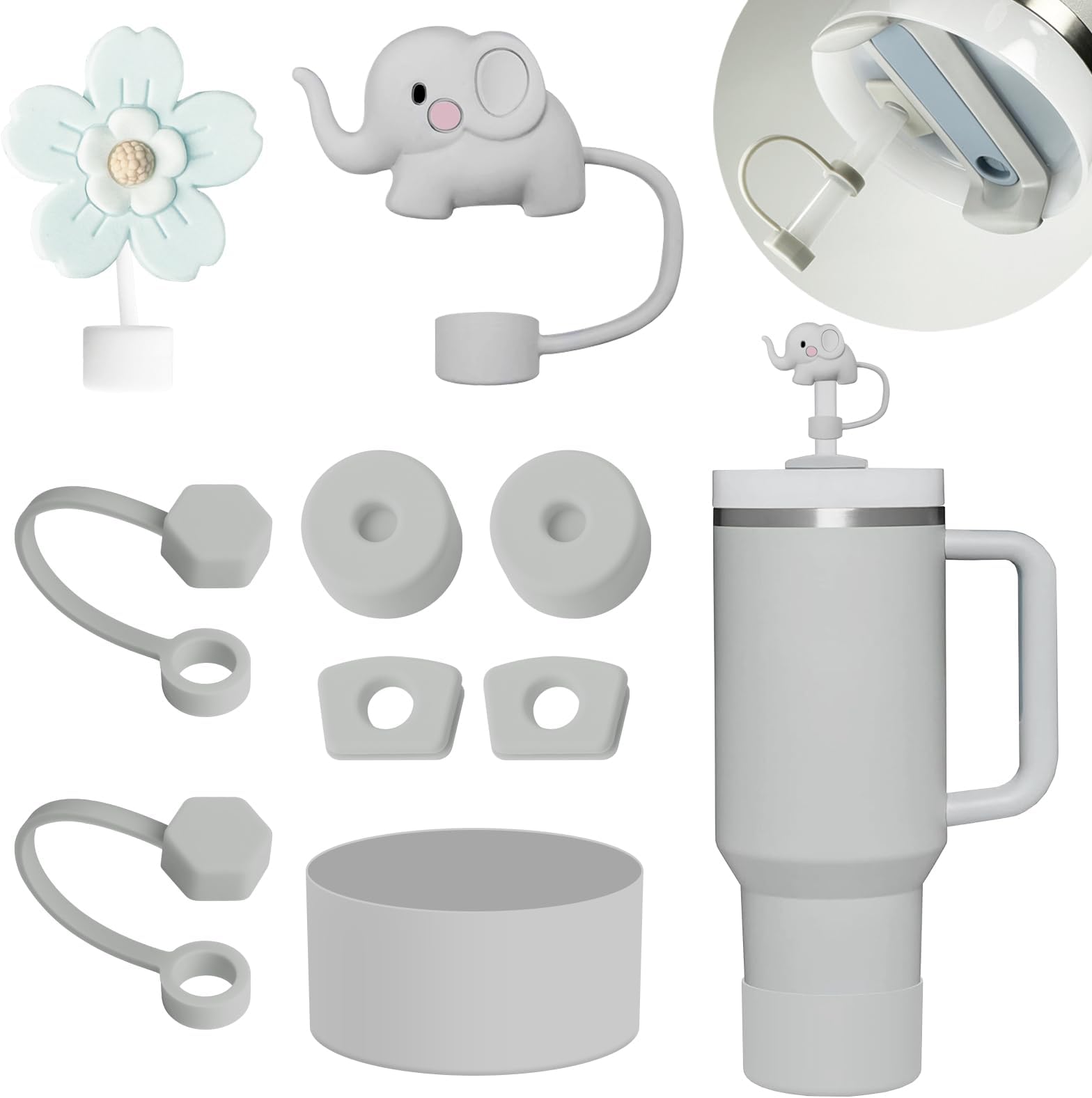 Amazon.com: Elephant Straw Cover for Stanley 40&30 Oz Cup, 10mm ...