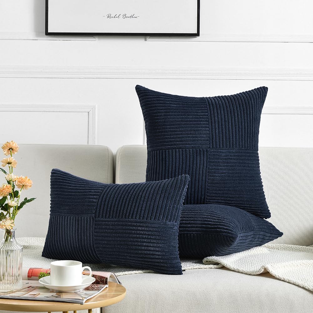 Fancy Homi 2 Packs Navy Blue Decorative Throw Pillow Covers 22x22 Inch ...