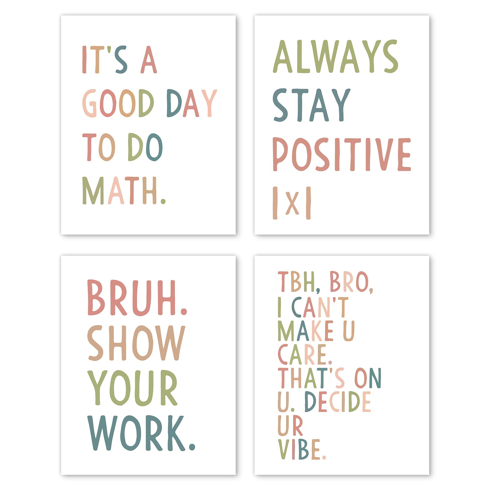 Amazon.com: Hxlac Math Classroom Decor Wall Art Prints Set of 4 ...