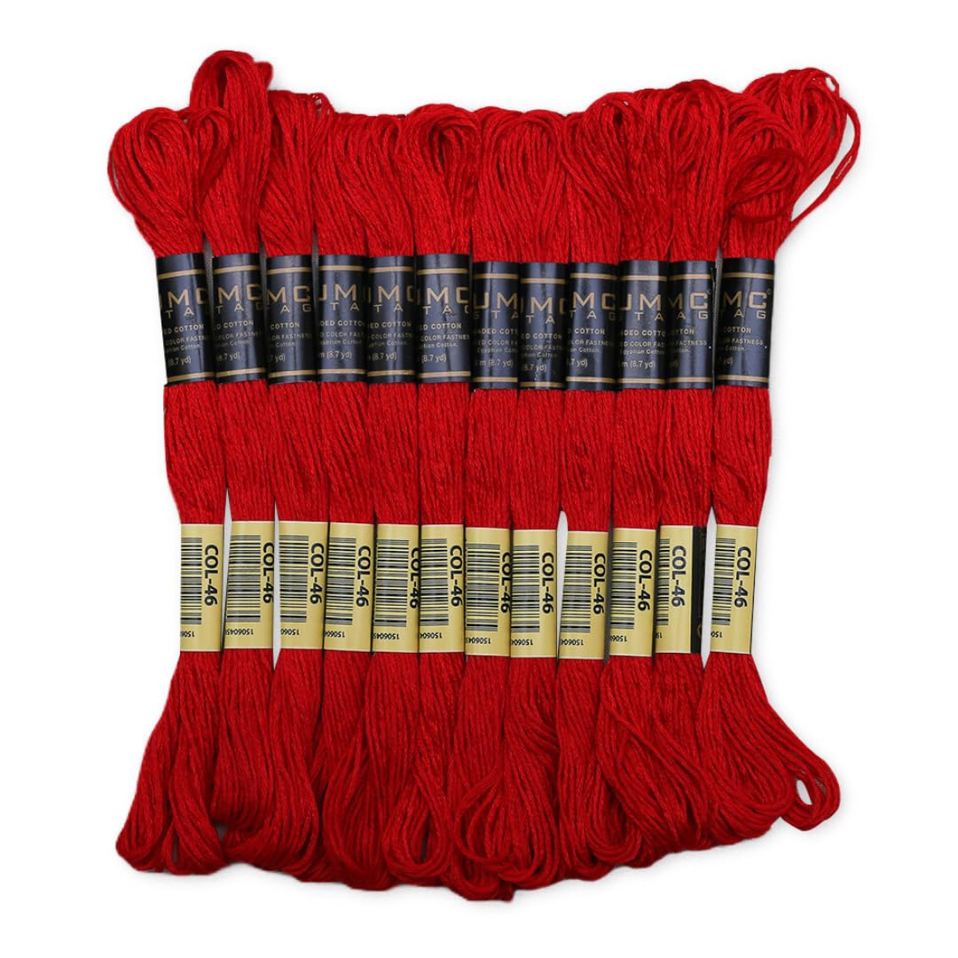 Amazon.com: UMC STAG Pack of 12 Red Premium Embroidery Thread | 100% ...