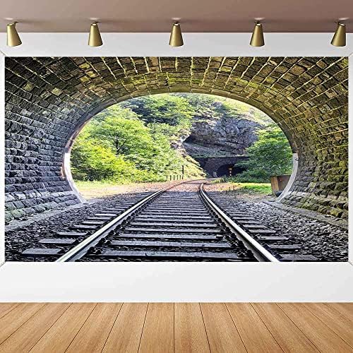 Amazon.com : EMTOBT 5X3ft Train Track Backdrop Mountain Tunnel Vintage ...