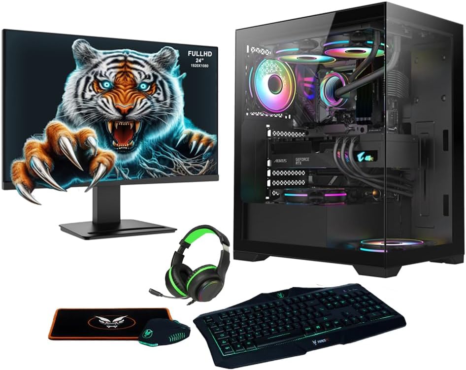 Fierce PC Gaming 24" Monitor Bundle -AMD Ryzen 7 7800X3D 4.2, RTX 4070 ...