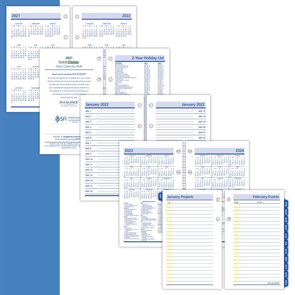 AT-A-GLANCE Daily Planner Refill With QuickNotes 2021 Daily Desk ...