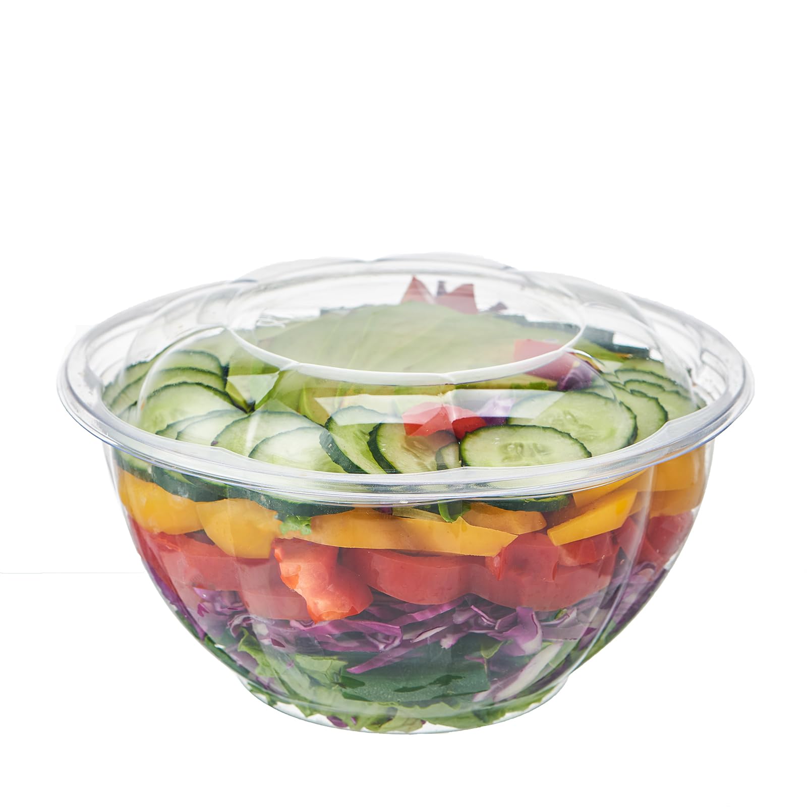 Amazon.com: FULING [32 oz. 50 Sets Clear Plastic Salad Bowls with ...