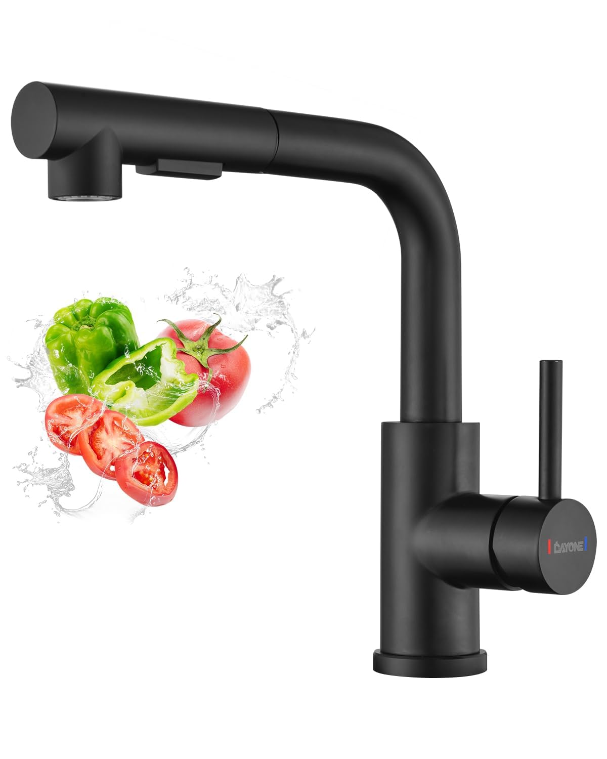 Matt Black Kitchen Taps with Pull Out Spray, DAYONE Stainless Steel ...