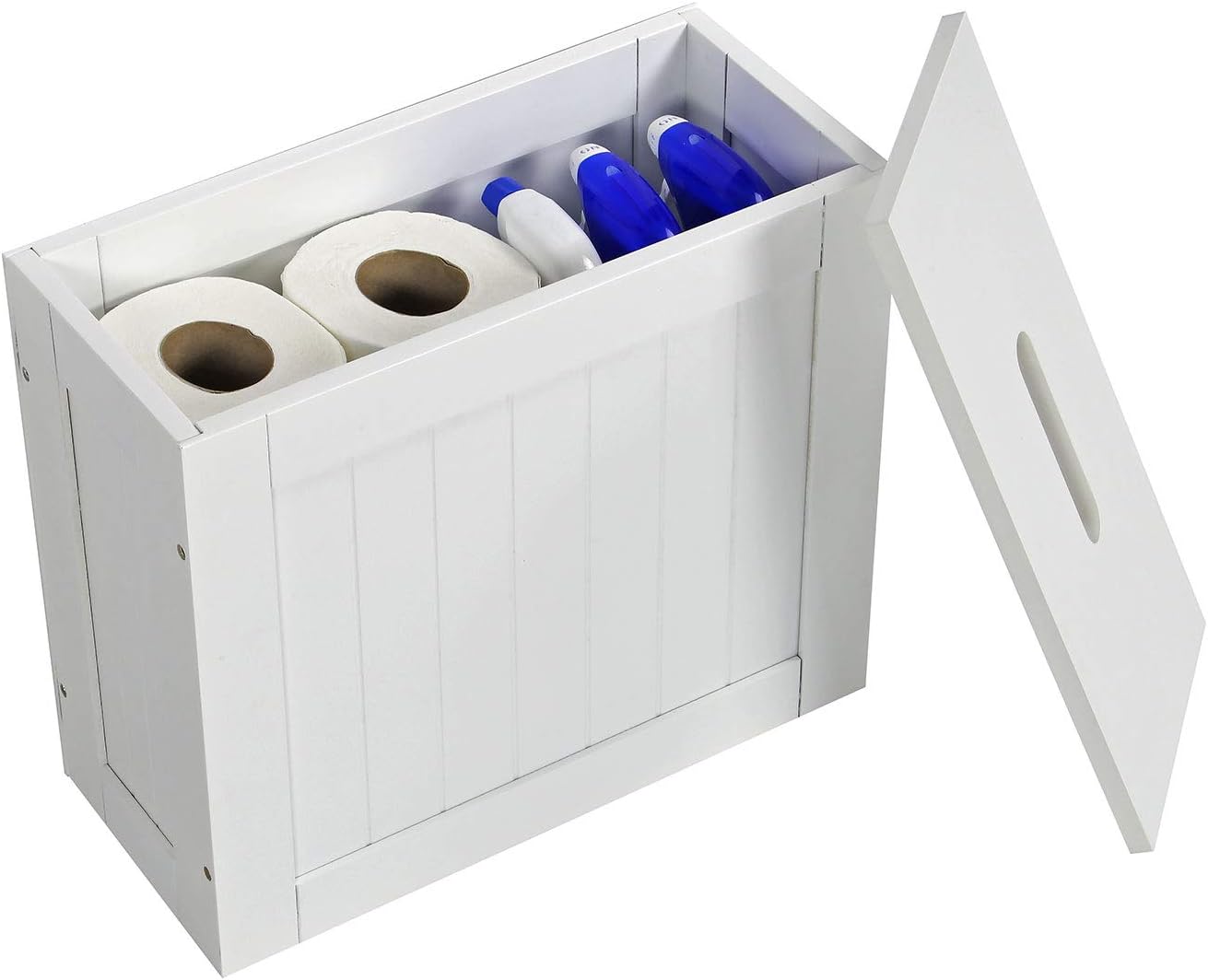 Maine White Bathroom Storage Unit Toilet Cleaning Tidy Box : Amazon.co ...