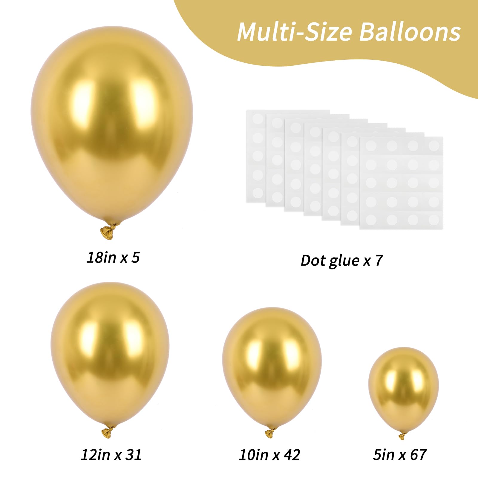 Snapklik.com : RUBFAC 145pcs Metallic Gold Balloons Latex Balloons 18 ...