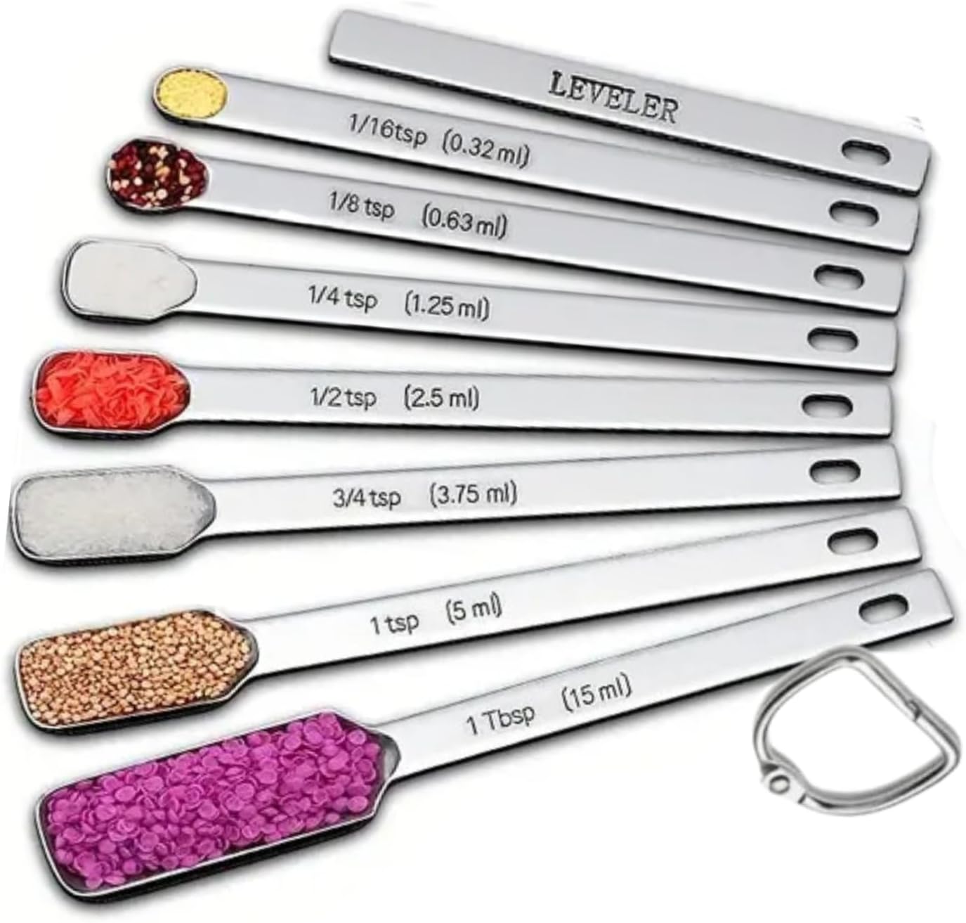 Amazon.com: Stainless Steel Measuring Spoons Set of 7 with Leveler ...