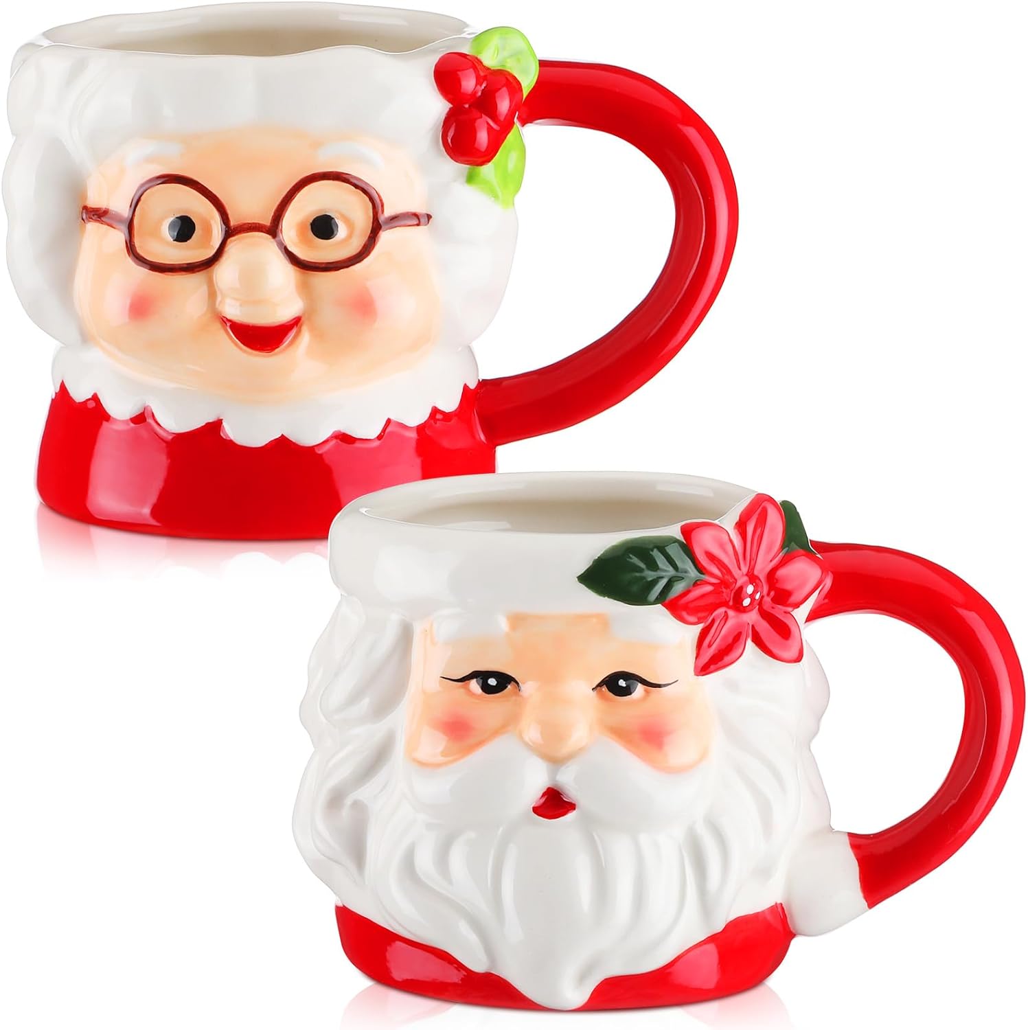 Amazon.com | Willinglong 2 Pcs Mr.Christmas Santa Mugs Christmas ...