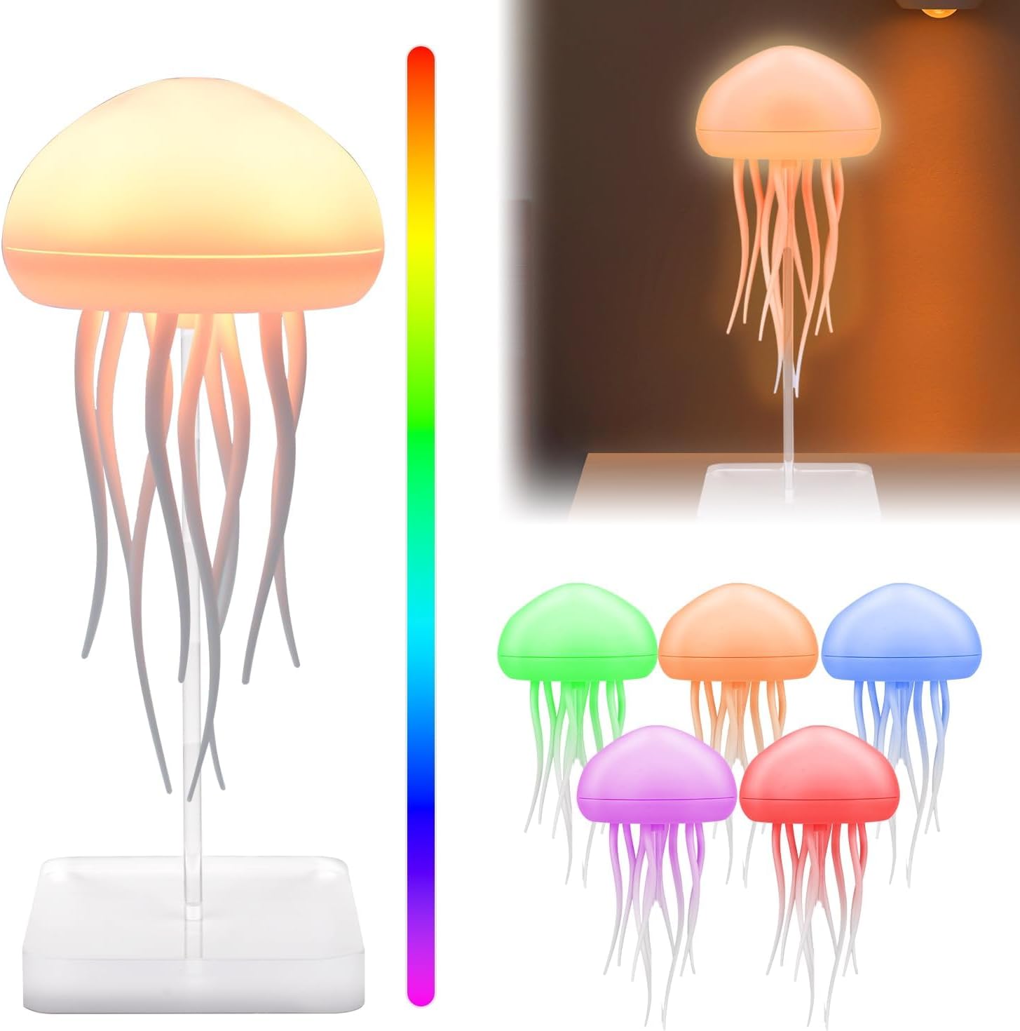 Vibbang Jellyfish Lamp, LED Fantasy Jellyfish Light, RGB Gradient Voice ...