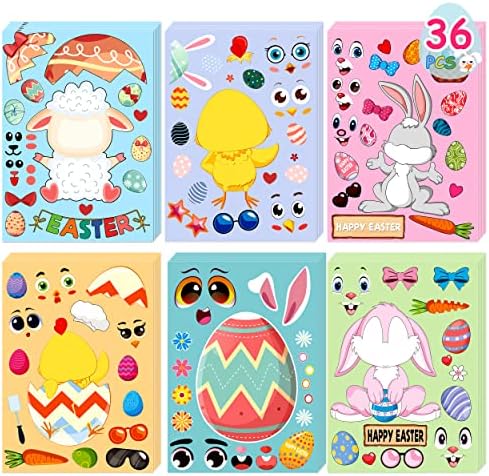 Amazon.com: LINAYE 36 Sheets Easter Crafts Stickers for Kids Toddlers ...