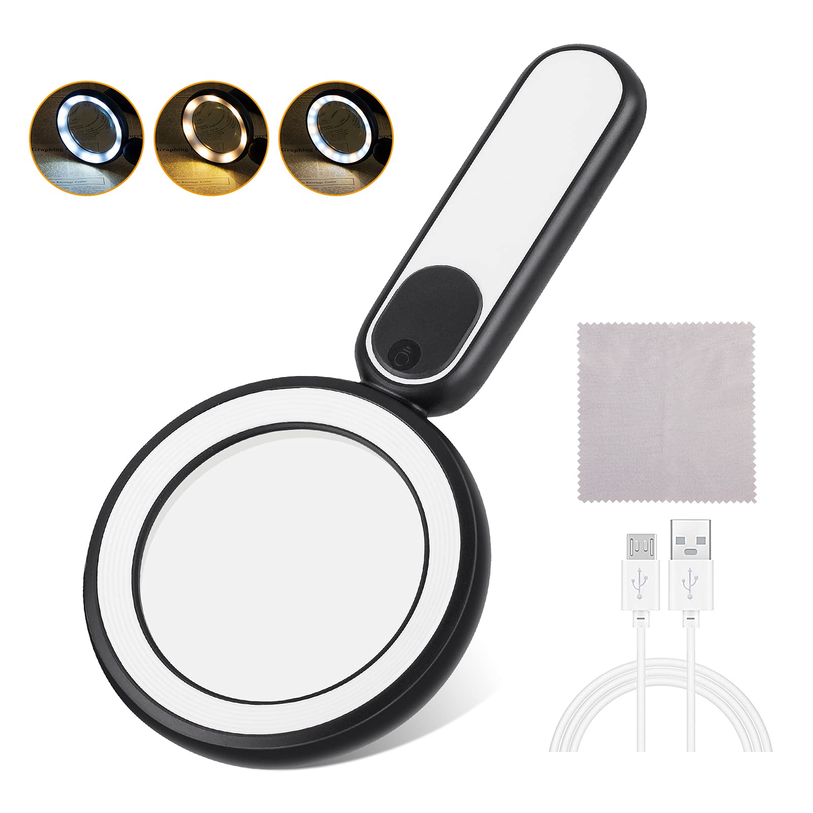 Buy 15x Magnifying Glass With 21 LED Light Touch Switch Handheld