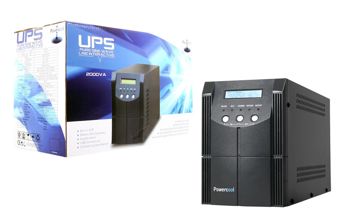 Powercool Smart UPS 2000VA 2 x UK Plug, 4 xIEC,RJ45 x 2, USB LCD ...