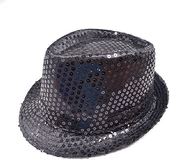 Hooyi Women Man Glitter Sequin Fedora Trilby Cap Costume Stage Dance ...