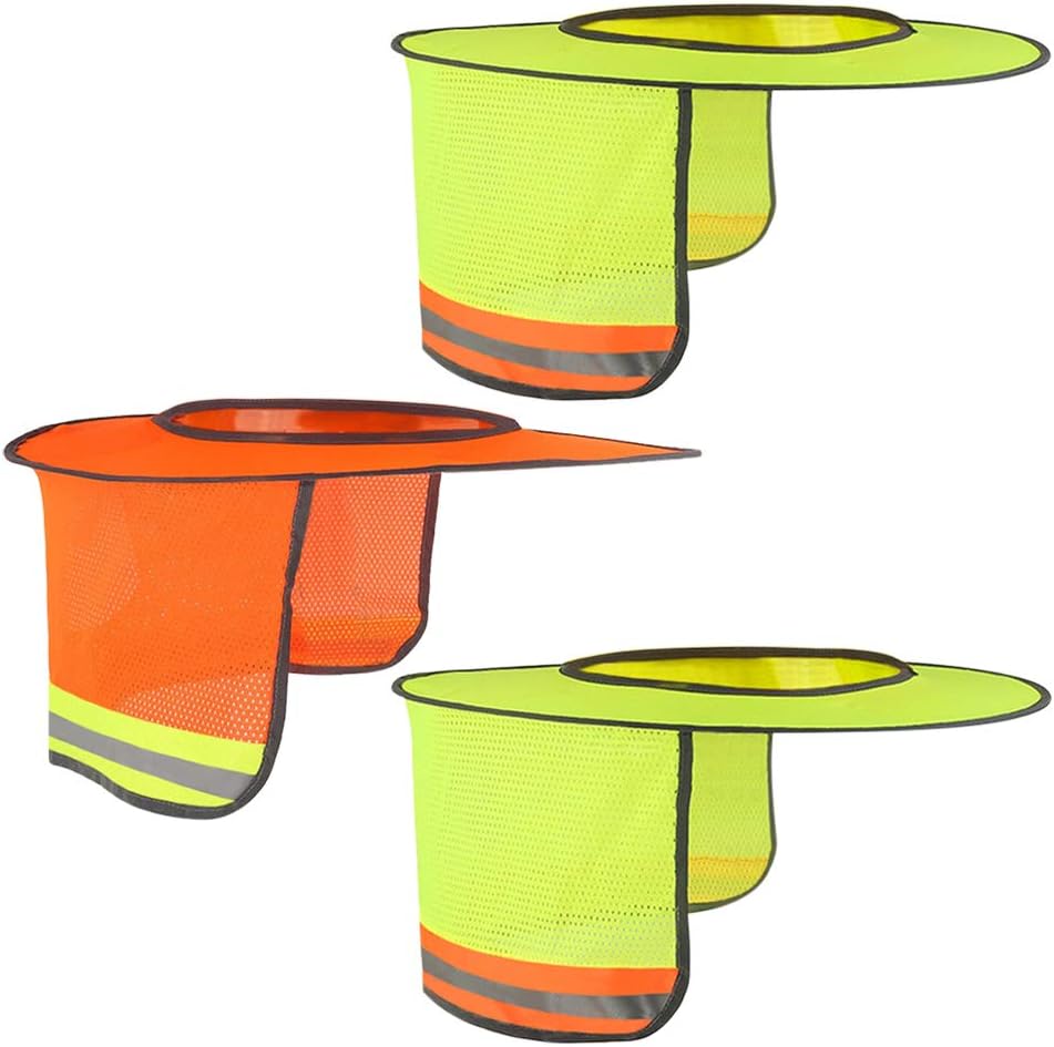 3 Pack - Full Brim Hard Hat Sun Shade Mesh Neck Shade with Reflective ...