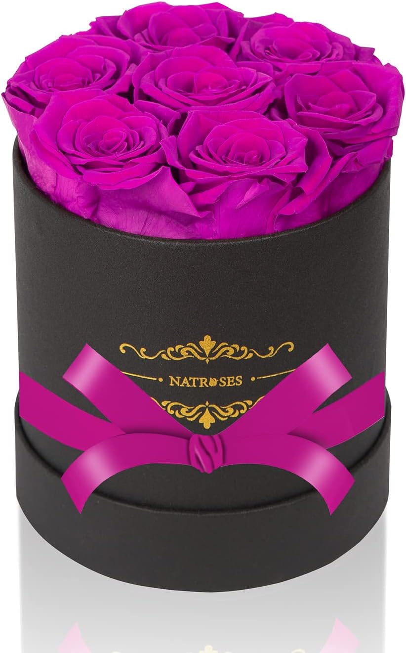 Amazon.com: NATROSES 7 Piece Preserved Roses in a Box, Preserved ...