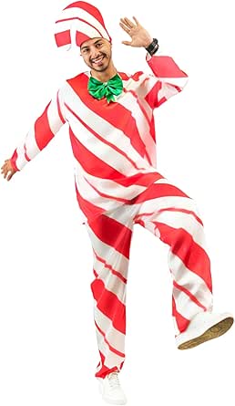 Amazon.com: EraSpooky Mens Candy Cane Costume Adult Funny Christmas ...