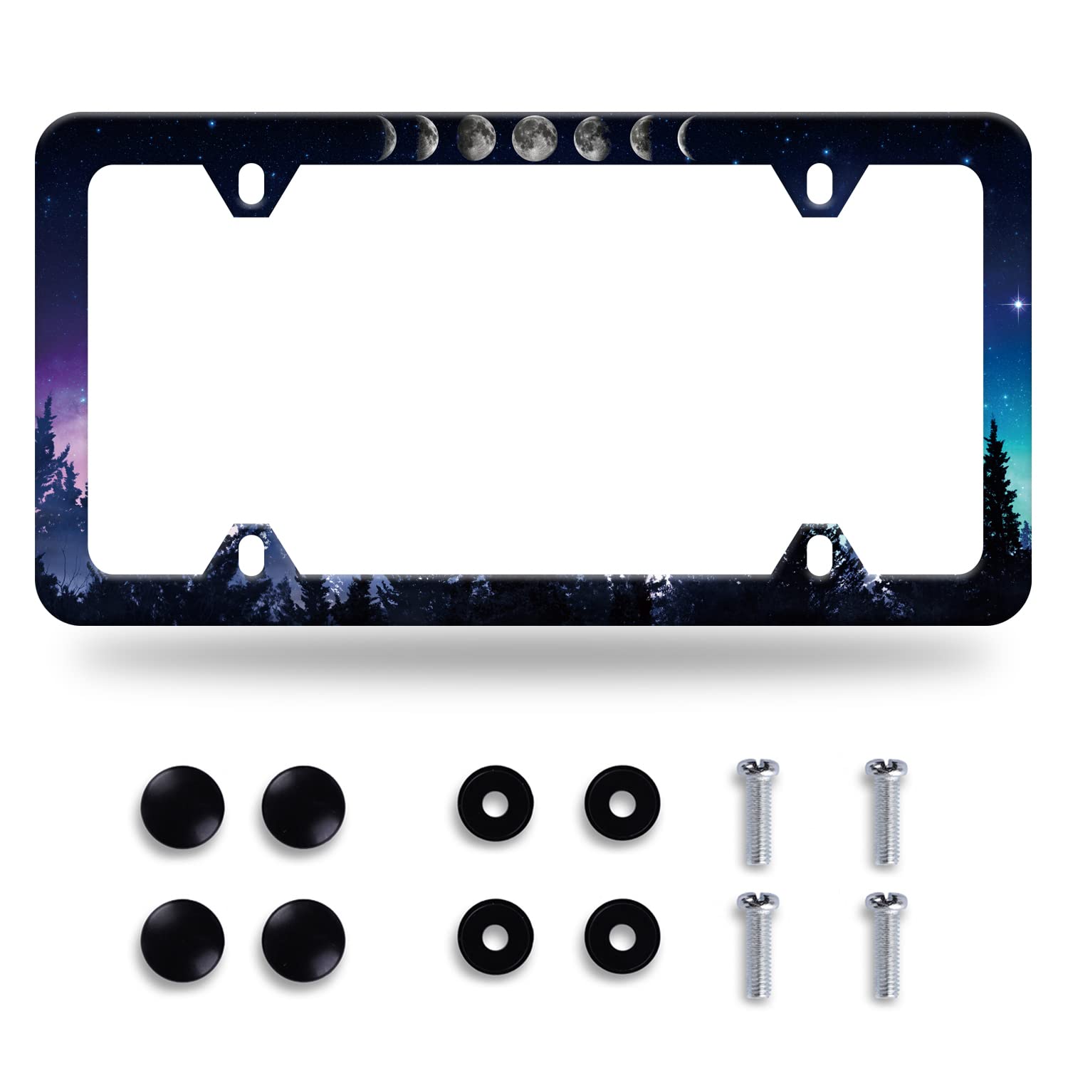 Amazon.com: Moon License Plate Frame Starry Sky Moon Phases License ...