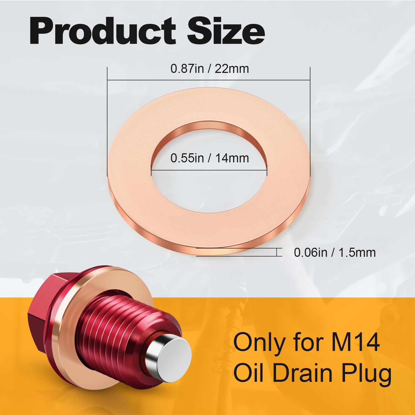 Snapklik.com : 20PCS M14 Annealing Red Copper Oil Drain Plug Crush ...