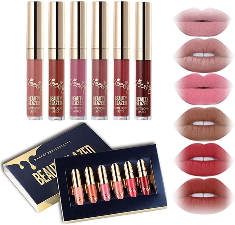 Amazon.com : 6PCS Matte Liquid Lipstick Set Non-Stick Cup Waterproof ...