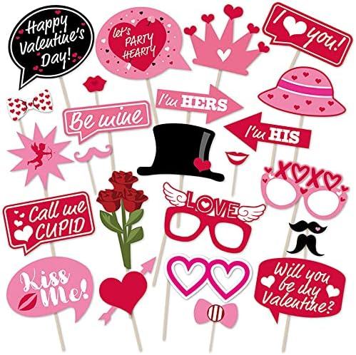 Amazon.com: Valentine's Day Photo Booth Props Happy Lovers Selfie ...