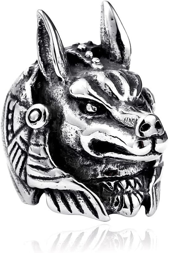 Zhubobo Stainless Steel Mens Egyptian Egypt Pharaoh Anubis Ring For Men ...