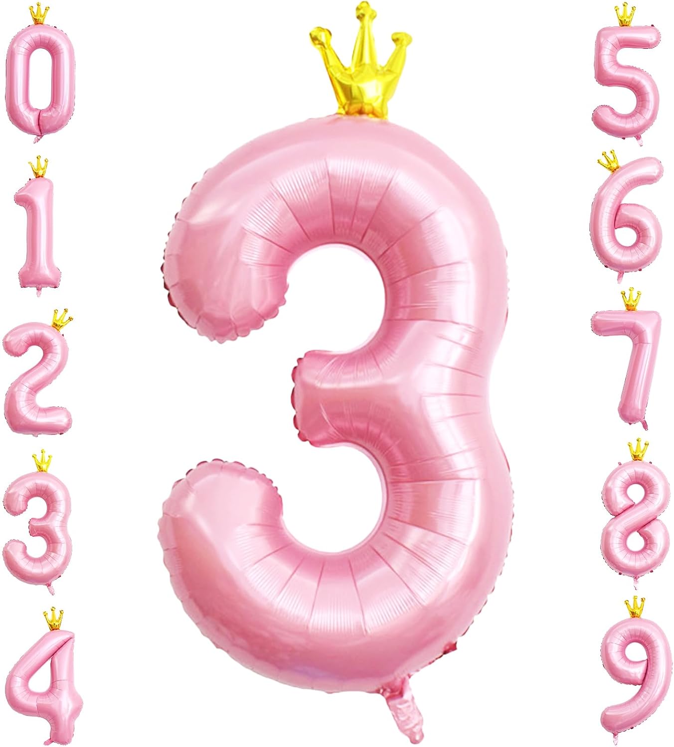 Amazon.com: MOMOHOO 40 Inch Pink Large Balloon Number 3 - Big Foil ...