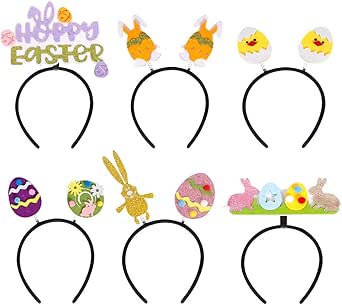 tiecawk 6Pcs Easter Headbands Happy Easter Chick Bunny Egg Topper ...