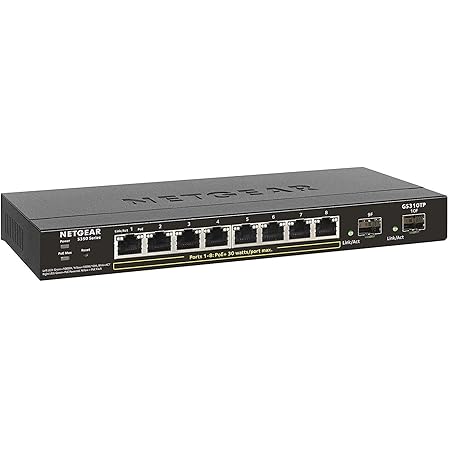 NETGEAR 10-Port Gigabit Ethernet Smart Managed Pro PoE Switch (GS310TP ...