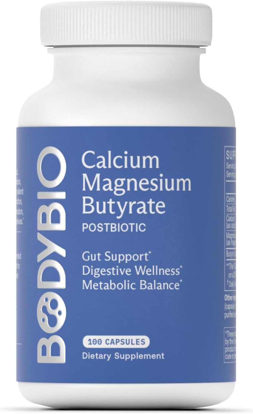 Amazon.com: BodyBio Calcium Magnesium Butyrate - Postbiotic for Gut ...