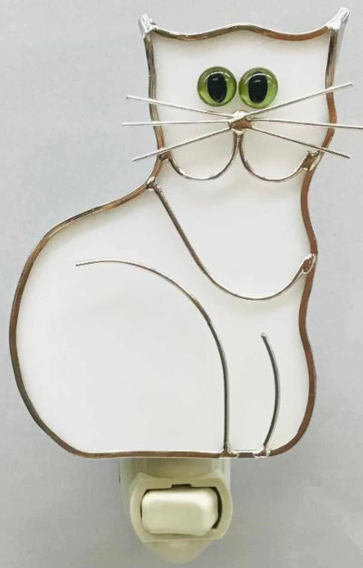 Stained Glass Kitten Cat Night Light - White - Amazon.com