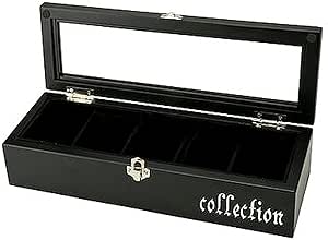 Amazon.co.jp: Anberotta 高級 木製 腕時計 収納 箱 ボックス 5本用 コレクション ウォッチ ケース ディスプレイ J46 (ブラック・字入り（5本用）) : ファッション