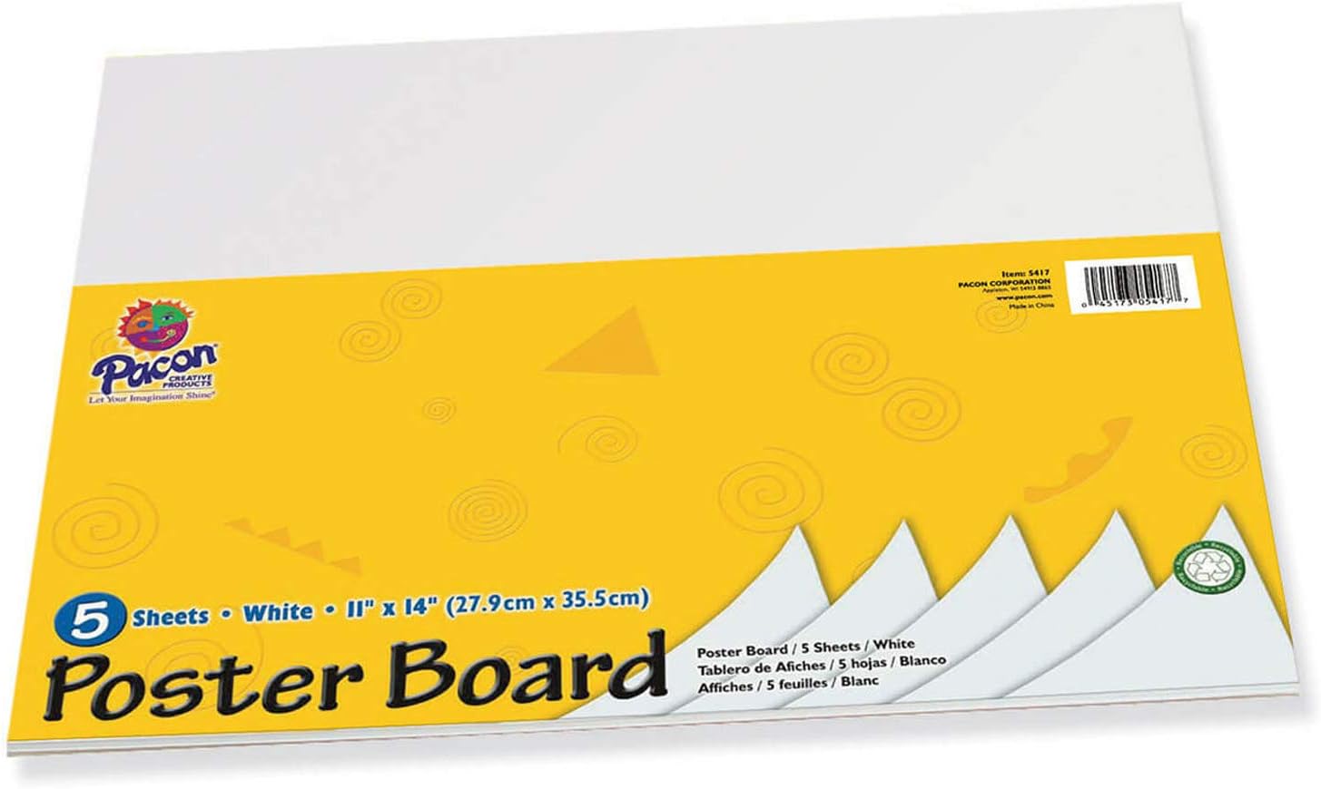 Amazon.com : Ucreate PAC5420 Poster Board Packs, 22" x 28", White, 10 ...