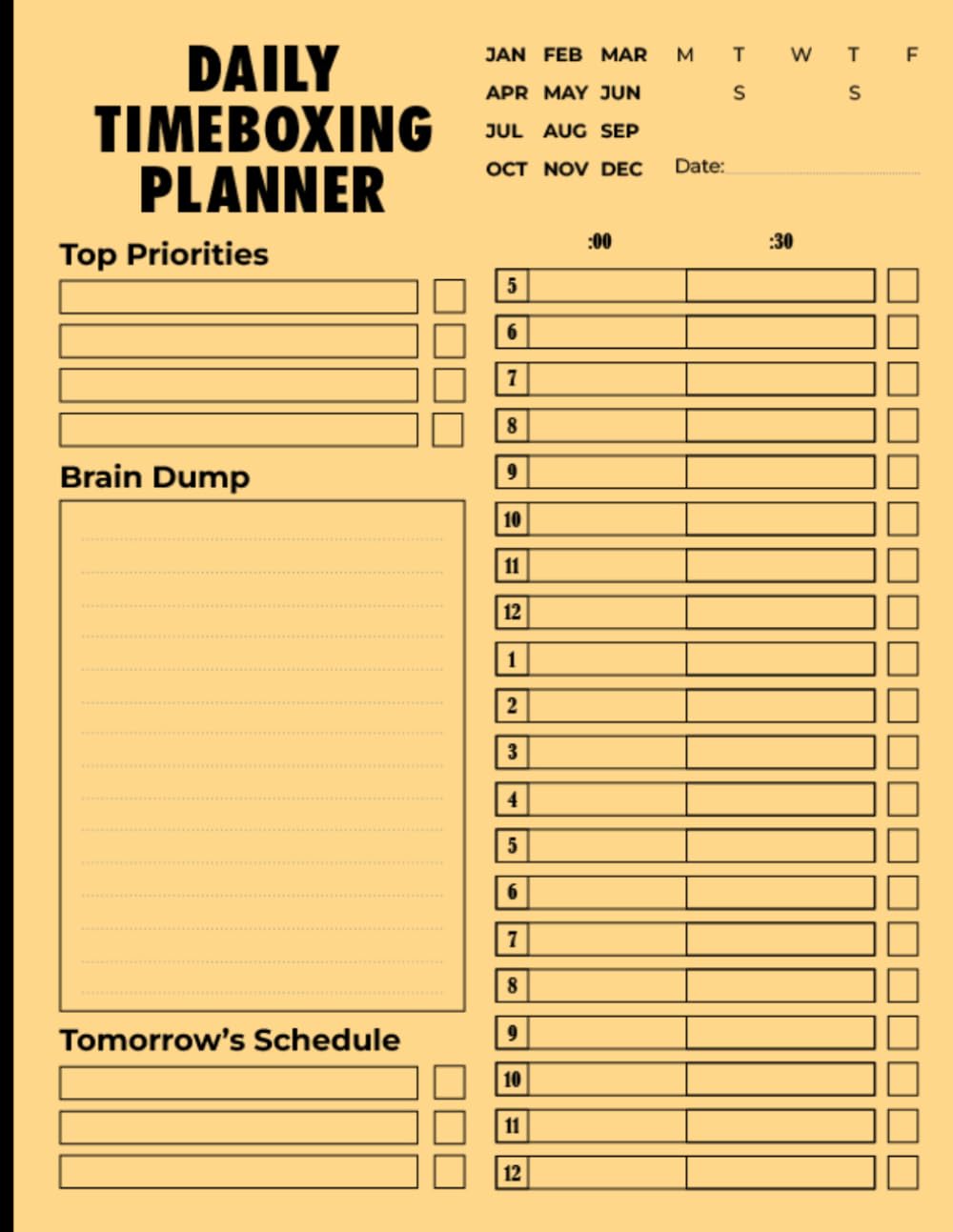 Daily Timeboxing Planner: Daily Time Boxing Journal, Daily Time Block ...
