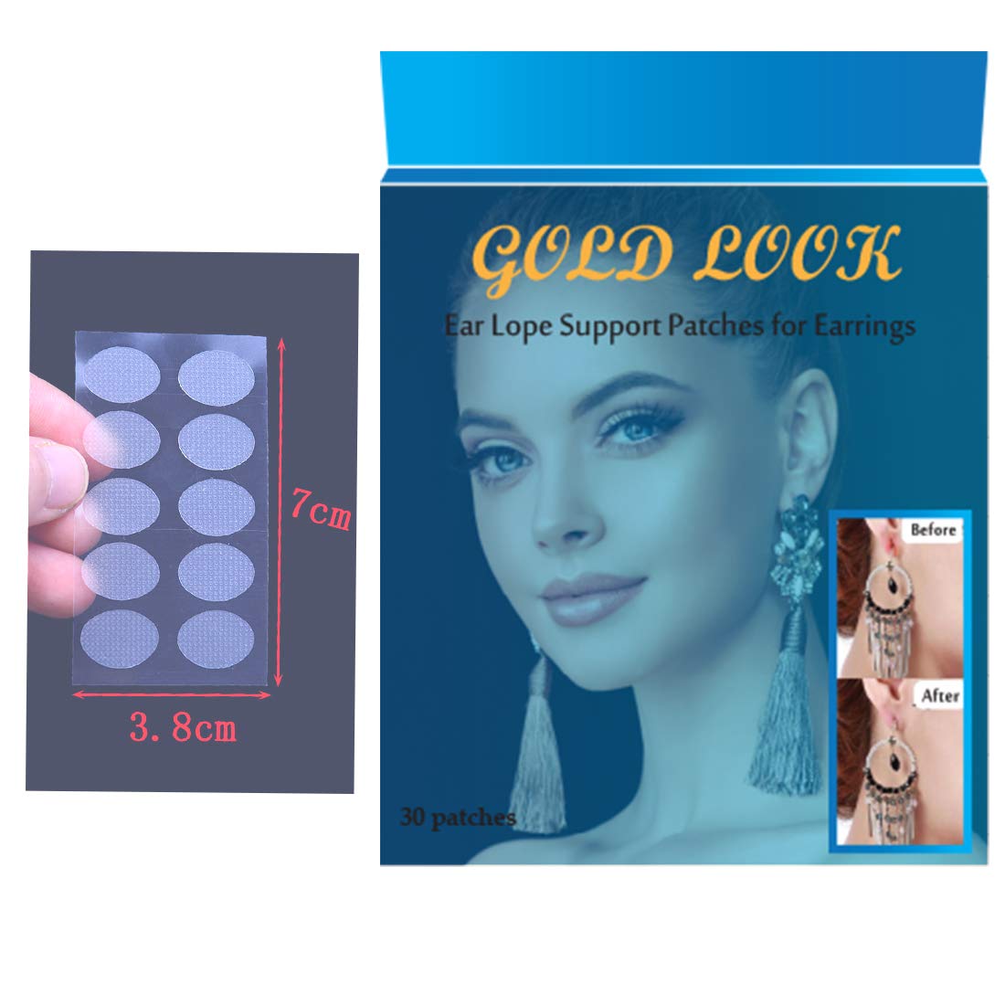 Buy Gold Look 30 Ear Lobe Tape/Invisible Ear Lobe Support Patch for ...