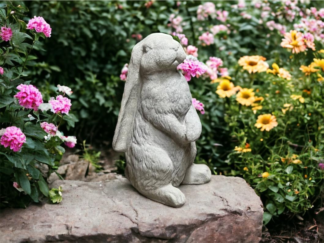 Amazon.com : Standing Bunny Statue Handmade Rabbit Sculpture Concrete ...