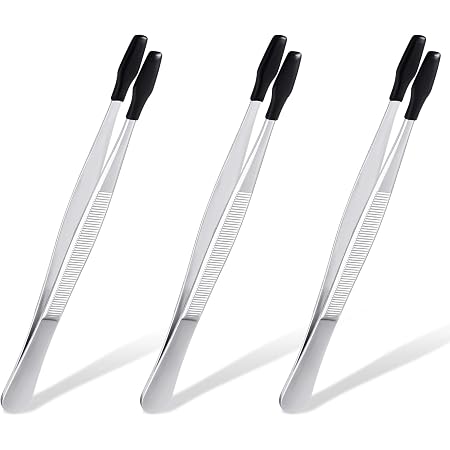 3 Pieces Rubber Tipped Tweezers Stainless Steel PVC Silicone Coated ...