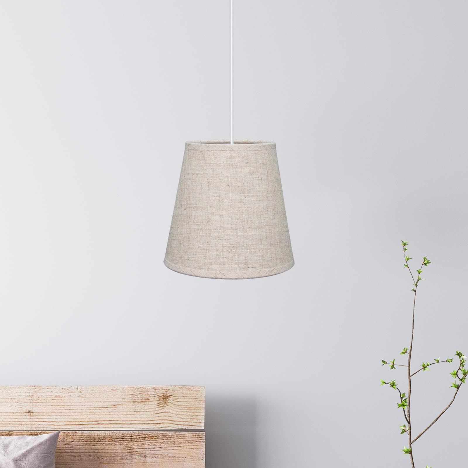 Candlestick Lamp Burlap Shade