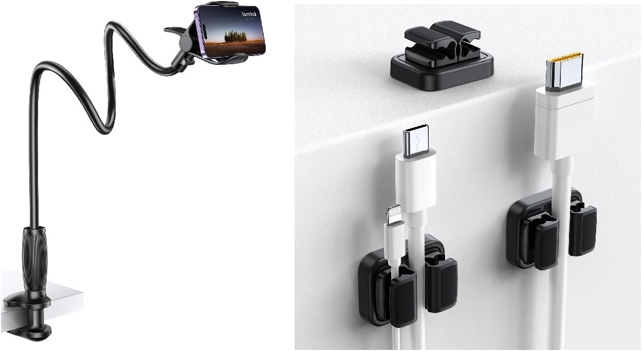 Amazon.com: Lamicall 3 in 1 Cord Spring Clip Holder & Gooseneck Phone ...