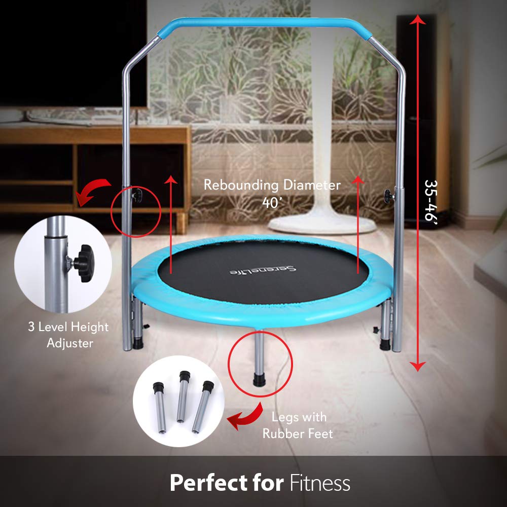 SereneLife Portable & Foldable Trampoline - 40" in-Home Mini Rebounder ...