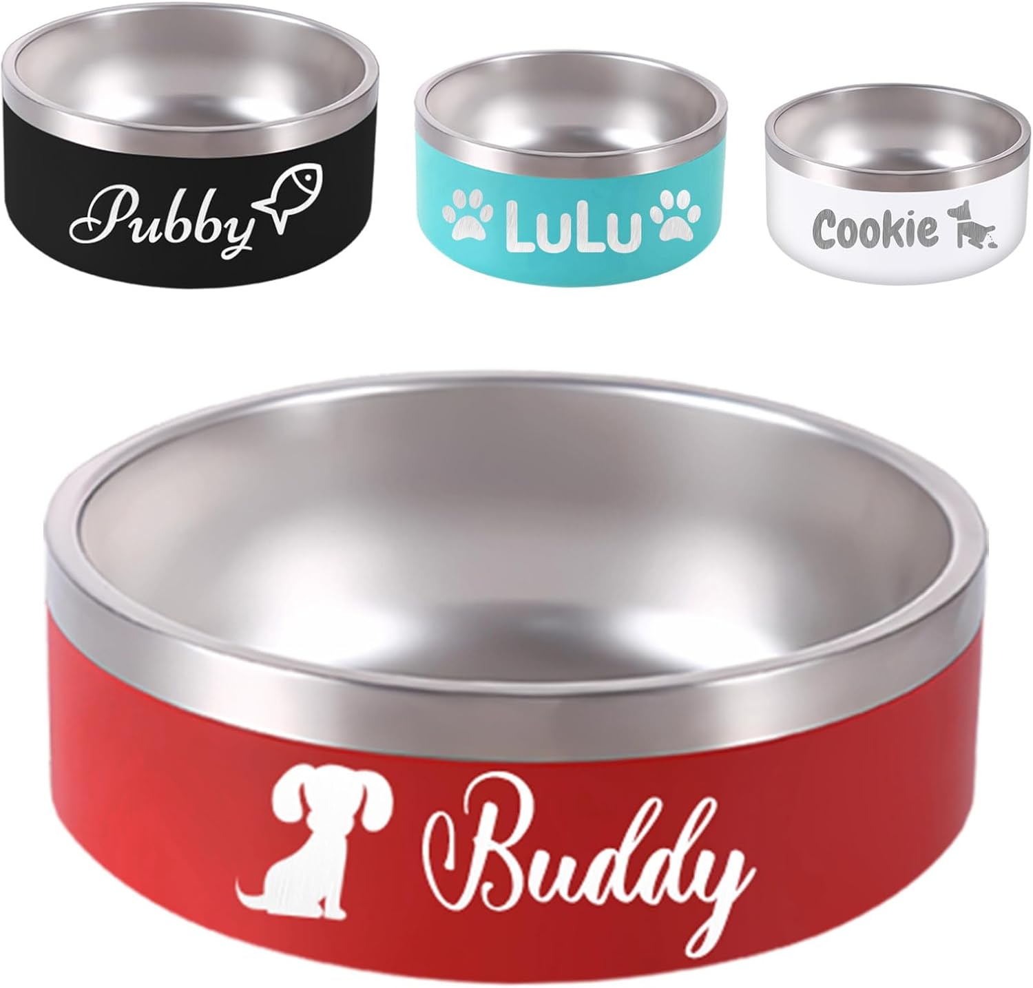Personalized Dog Bowl Custom Dog Bowl Stainless Steel Non Slip 18/32/42 ...