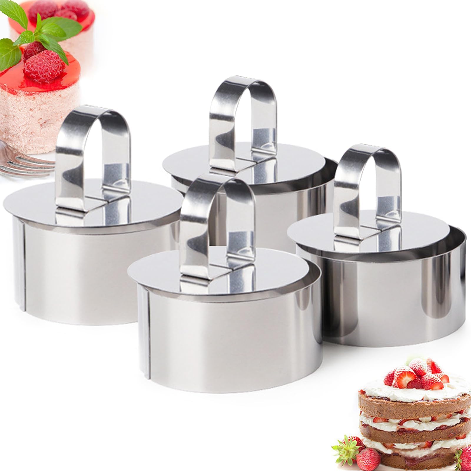 Amazon.com: 6 Pack Cake Ring Mold, Seamless Stainless Steel Round ...