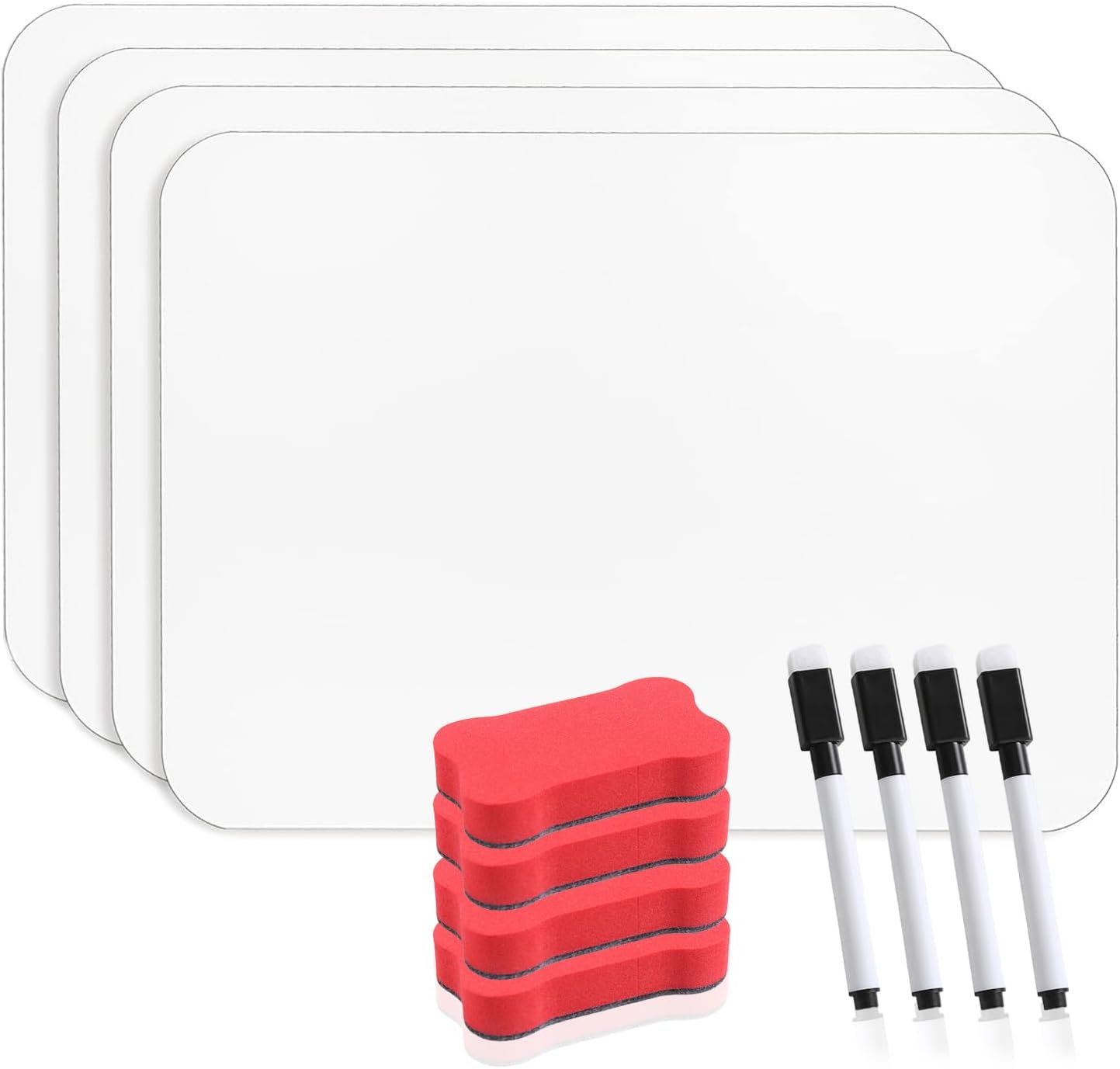 12Pcs Mini Whiteboard Set A4 Whiteboard 4Pcs Small Whiteboard with 4Pcs ...