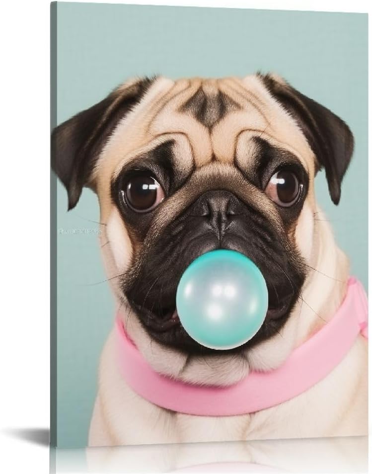 Amazon.com: MAXPRESS Cute Puppy Pug Dog Animal Bubble Gum Art Teal Blue ...
