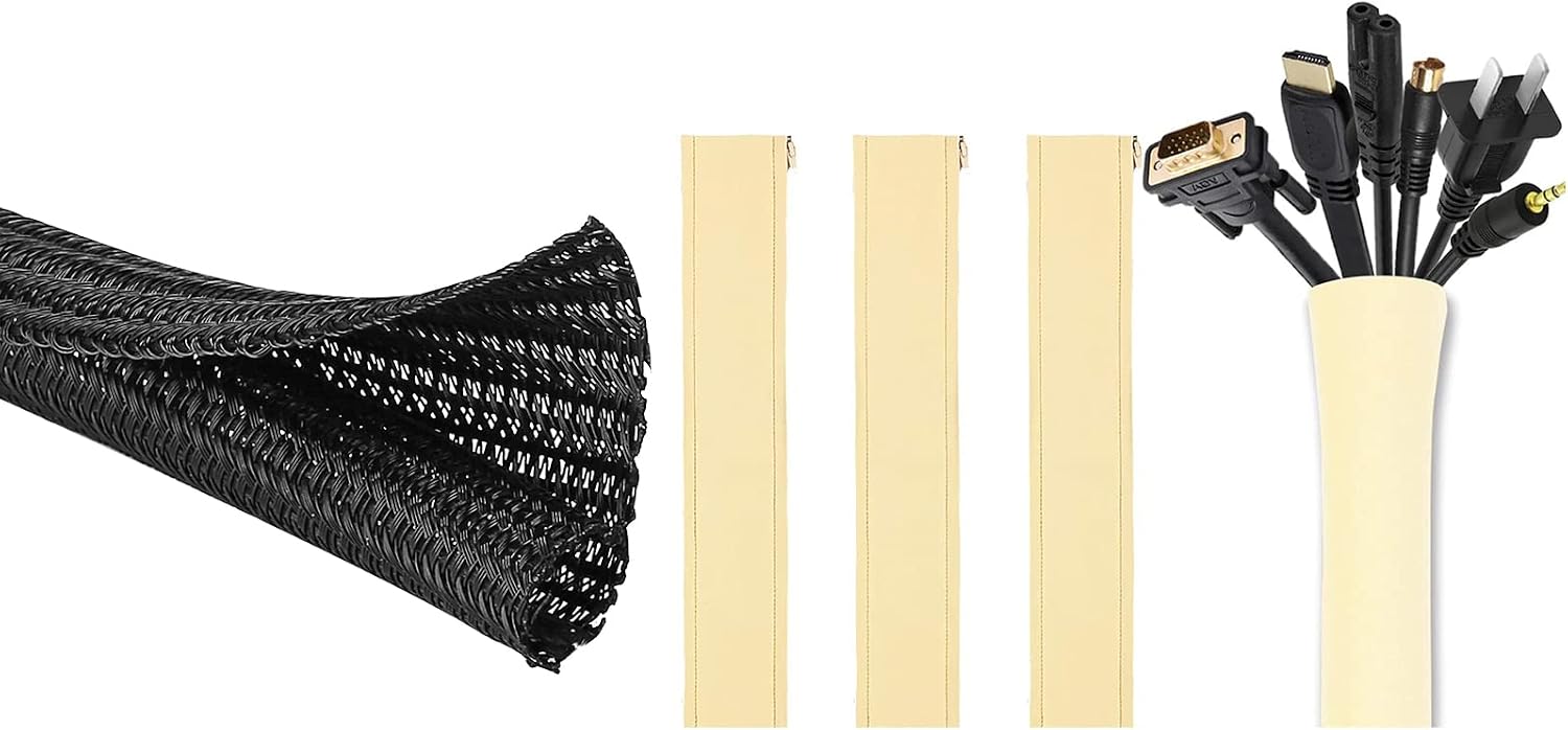 Amazon.com: JOTO Braided Cable Sleeve Bundle with 4 Pack Cord Organizer ...