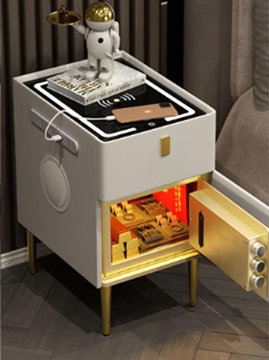 PASPRT Smart Bedside Table Safe Wireless Charging Password Box ...