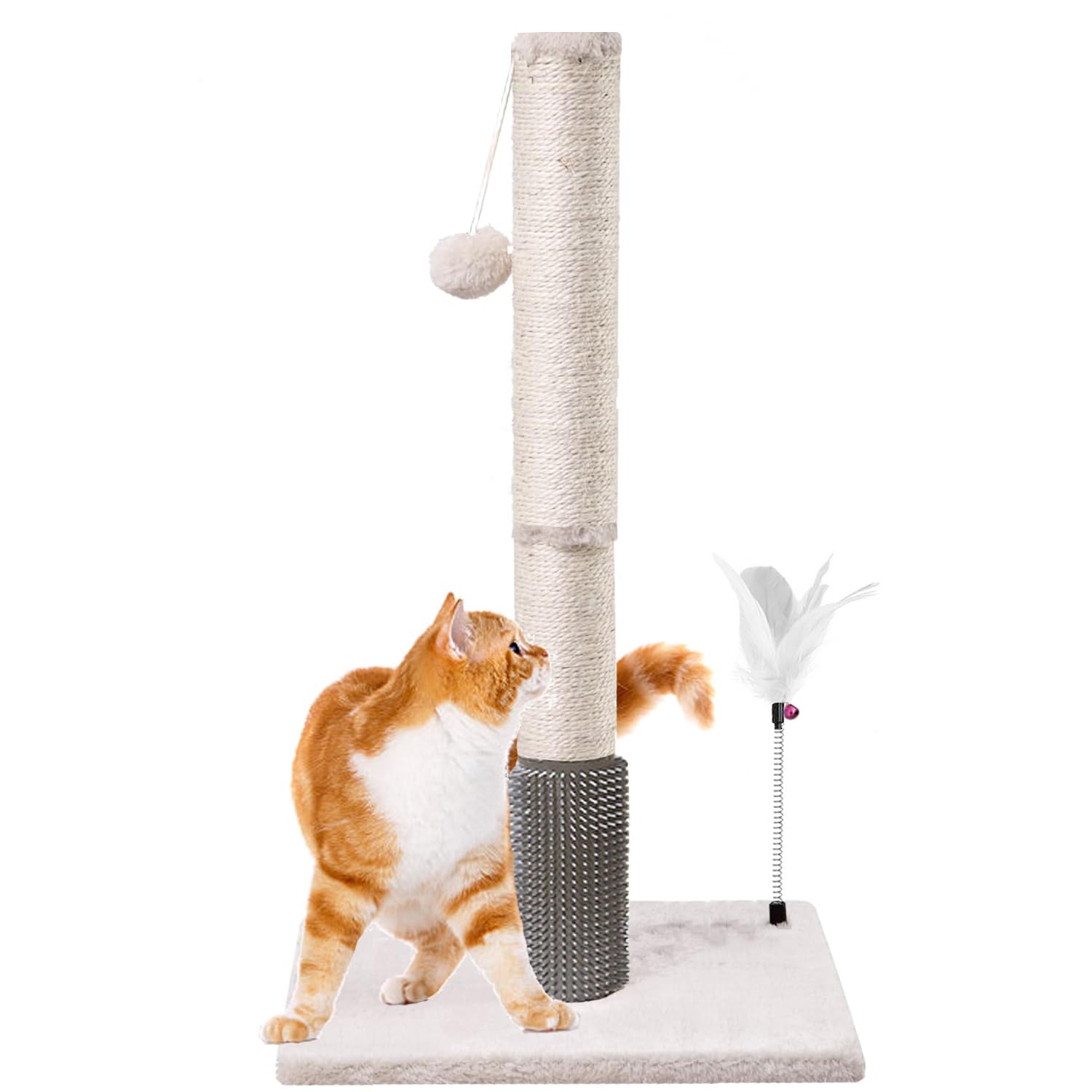 Craftsboys 74cm Tall Cat Scratching Post with Feater Toy, Hanging Plush ...