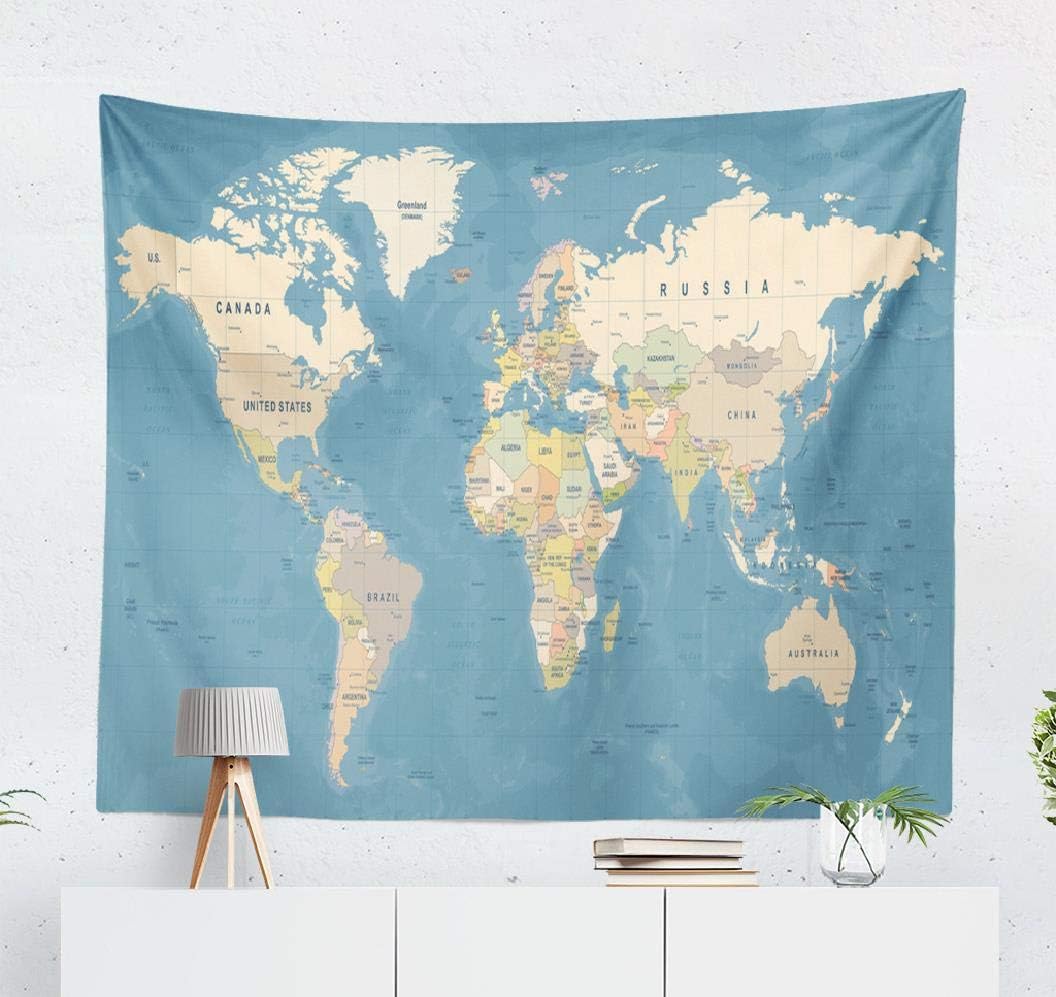Amazon.com: Summor Map Tapestry, Wall Tapestry Wall Hanging Tapestry ...