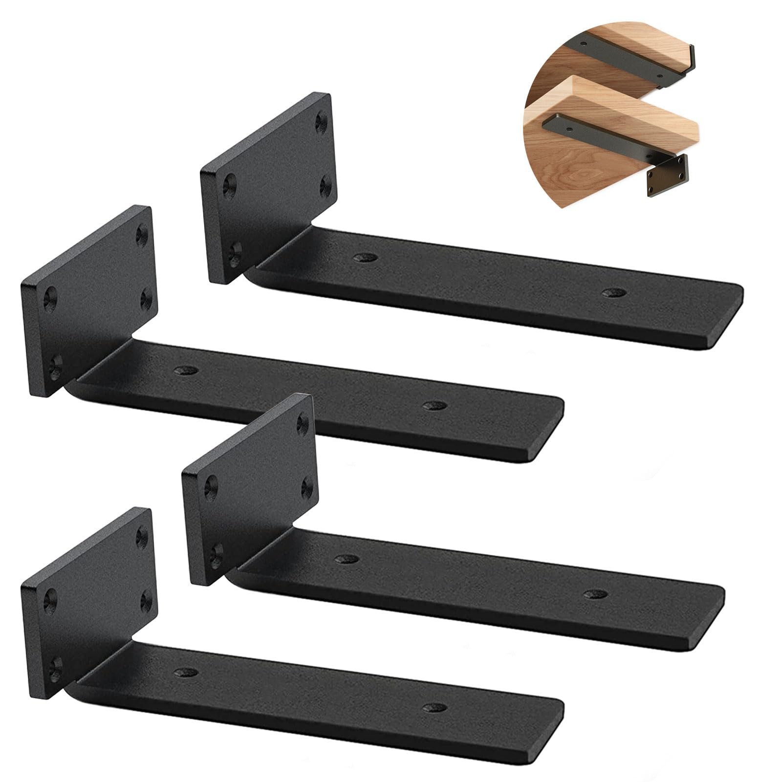 Ultra Heavy Duty Shelf Brackets – 0.2In Thick Black L Shape Shelf ...